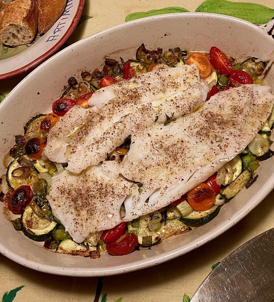 COD WITH SPRING VEGETABLES – John Pleshette Meal of the Week